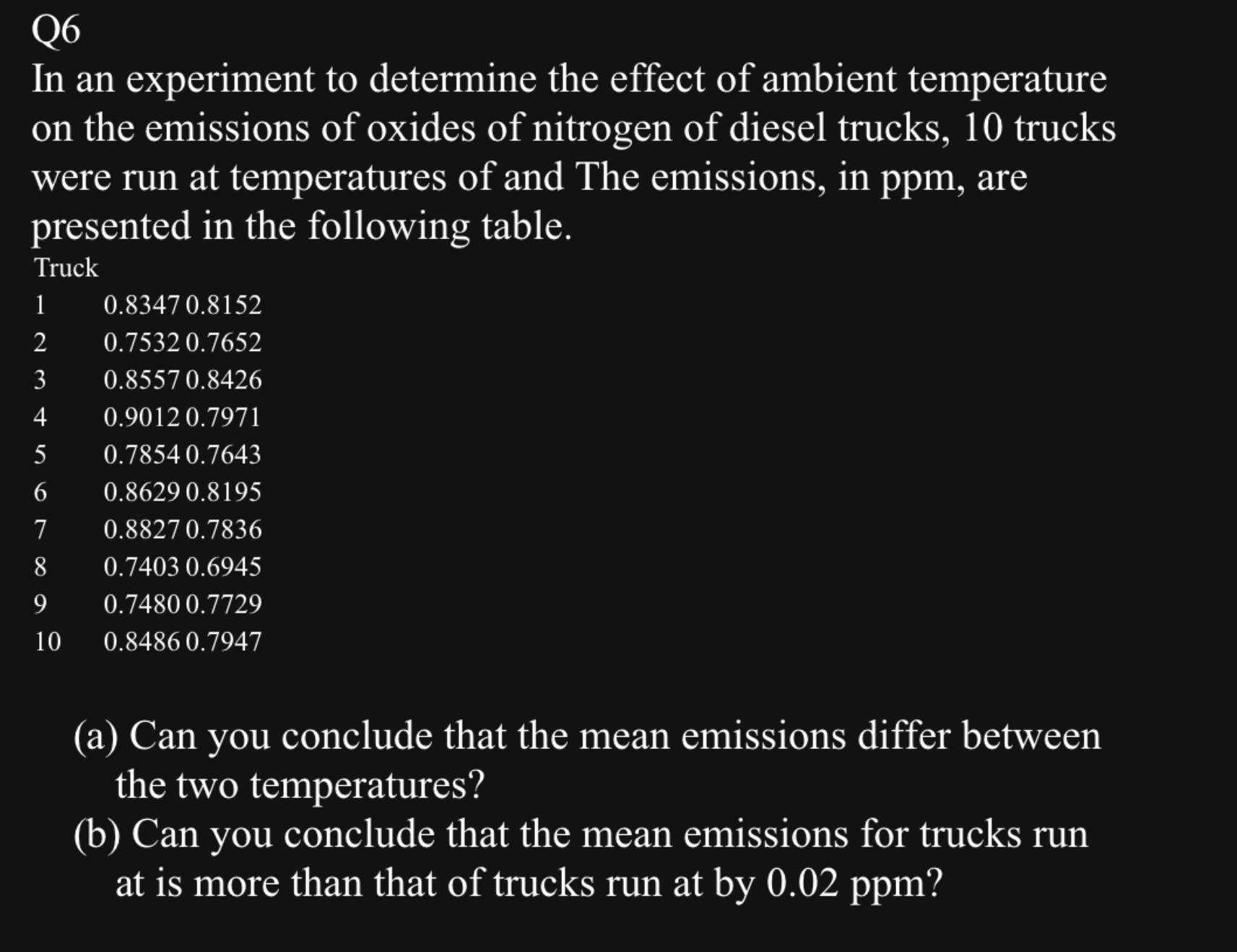 Solved Q6 In an experiment to determine the effect of | Chegg.com