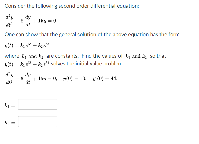 Solved Consider the following second order differential | Chegg.com