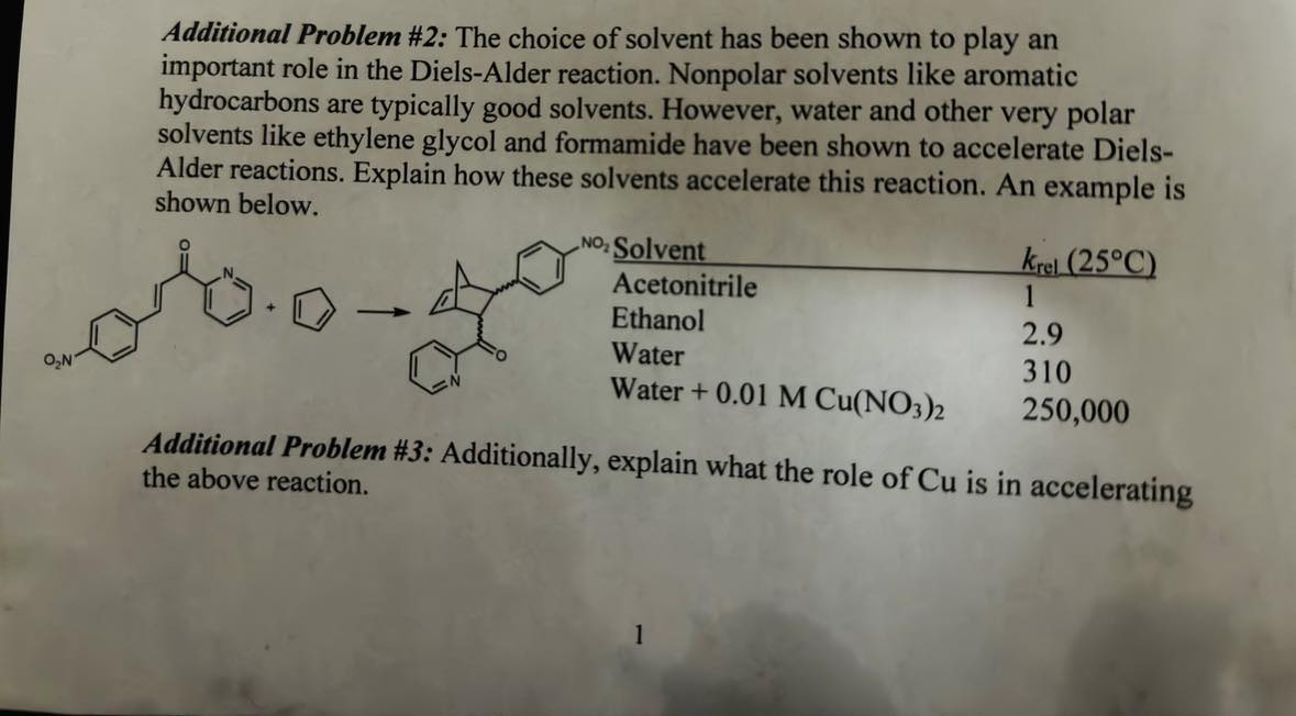 Additional Problem \#2: The choice of solvent has | Chegg.com