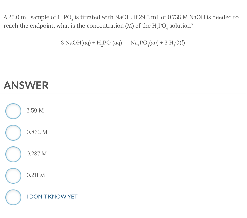 Solved A 25.0 mL sample of H PO, is titrated with NaOH. If | Chegg.com