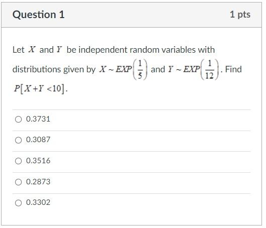Solved Let X and Y be independent random variables with | Chegg.com