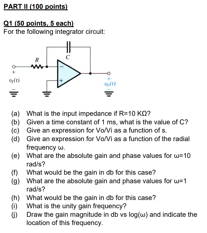 Q1 (50 points, 5 each) For the following integrator | Chegg.com