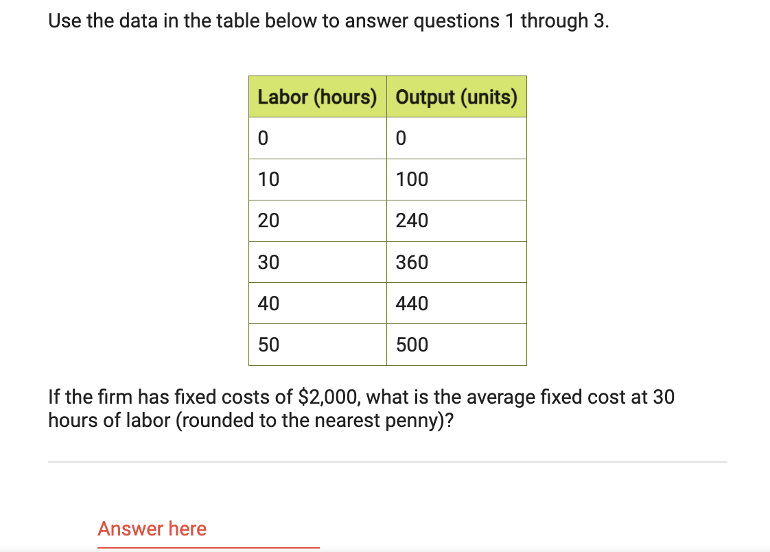 Solved Use the data in the table below to answer questions 1 | Chegg.com