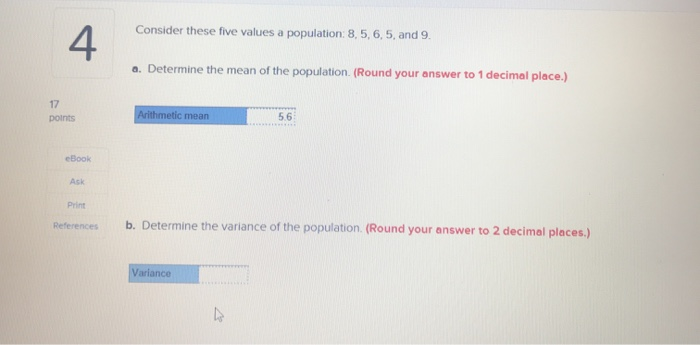 Solved Consider these five values a population: 8, 5, 6, 5, | Chegg.com
