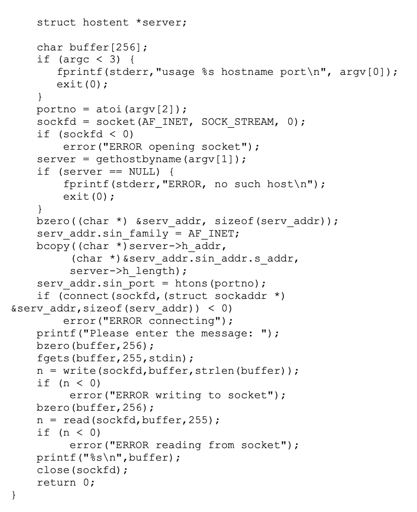 Solved PURPOSE Develon a practical understanding of socket | Chegg.com