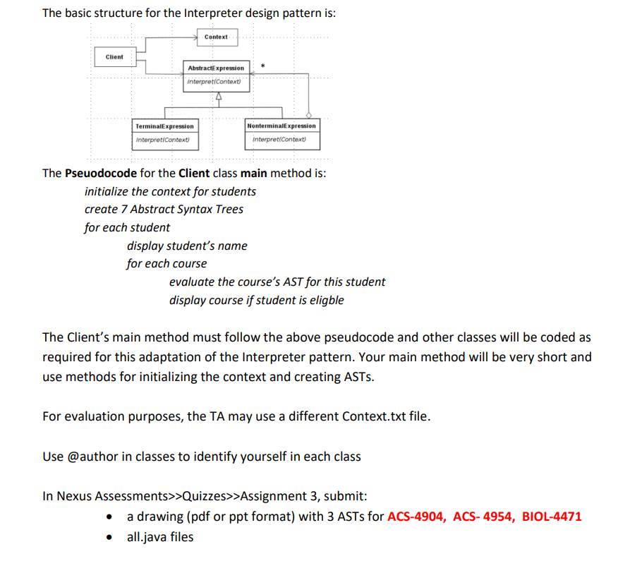 Solved Solve for Interpreter Design Pattern in Java. Please | Chegg.com