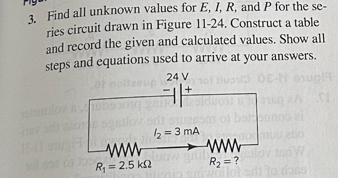 Solved 3. Find all unknown values for E,I,R, and P for the | Chegg.com