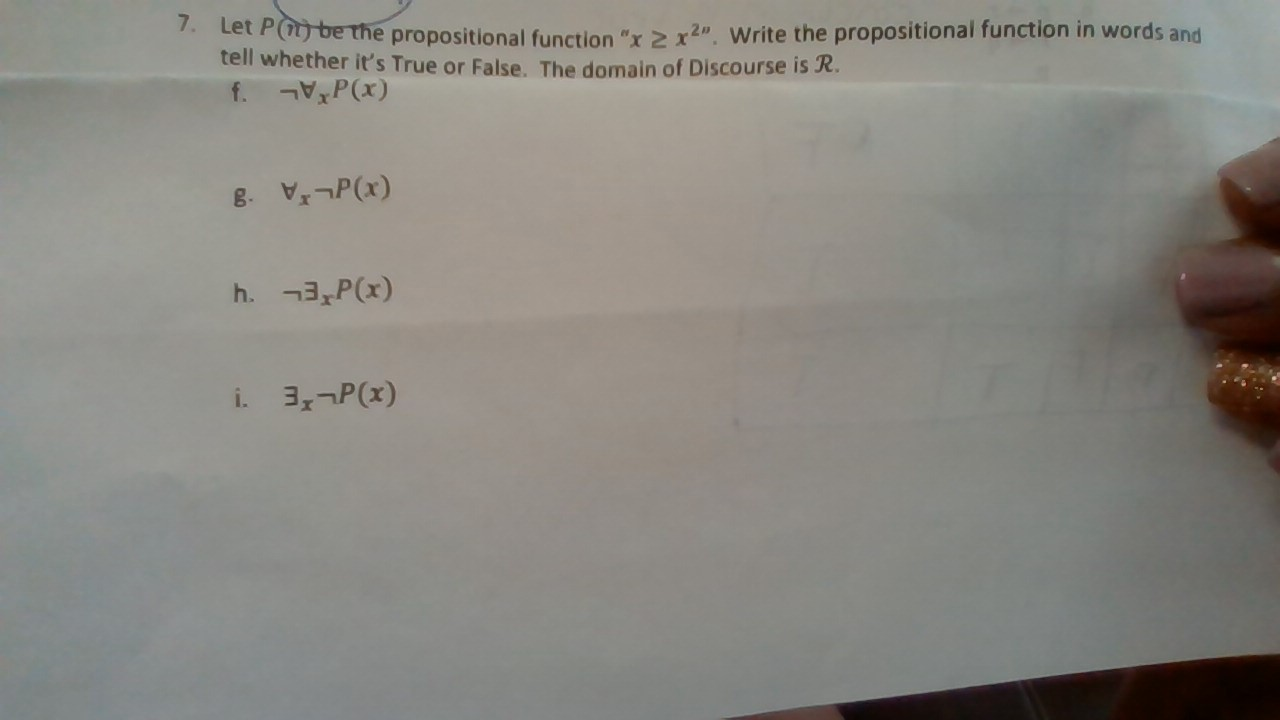 Solved 7. Let P (n) te the propositional function "x 272". | Chegg.com