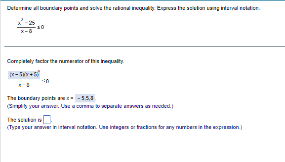 Solved Determine all boundary points and solve the rational | Chegg.com