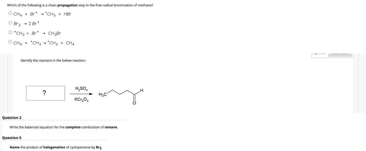 Solved Which of the following is a chain propagation step in | Chegg.com