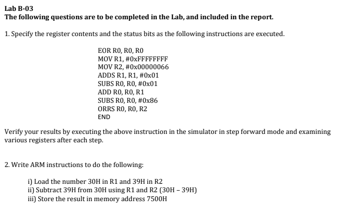 Solved Lab B-03 The following questions are to be completed | Chegg.com