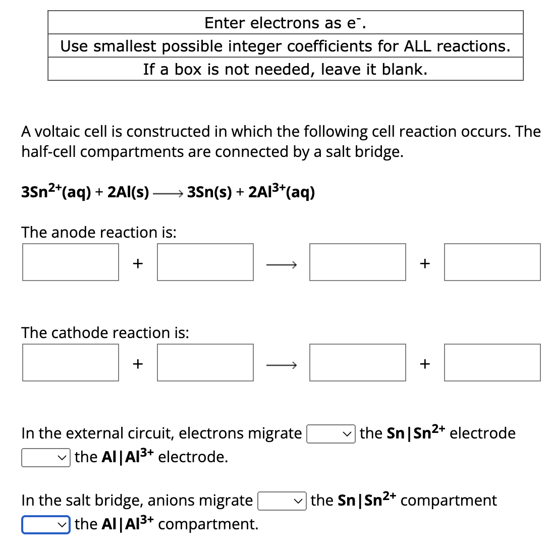 Solved A voltaic cell is constructed in which the following | Chegg.com