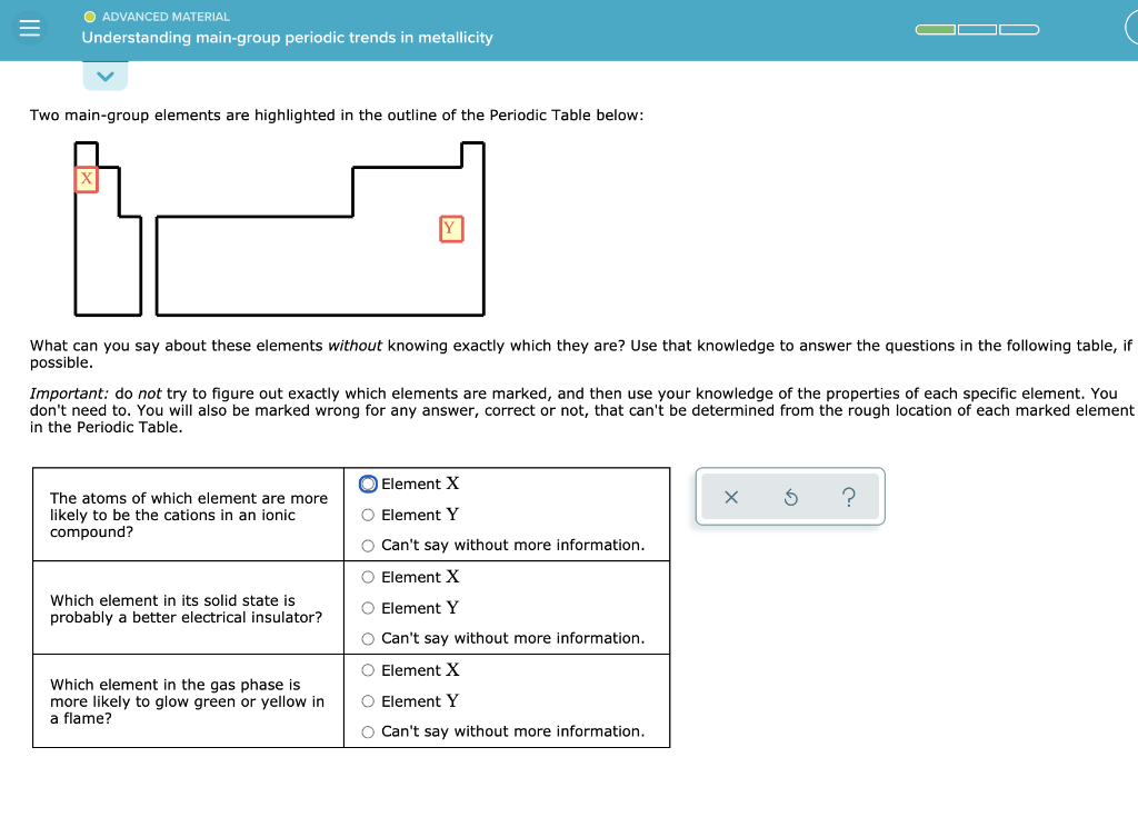 Solved E O ADVANCED MATERIAL Understanding main-group | Chegg.com