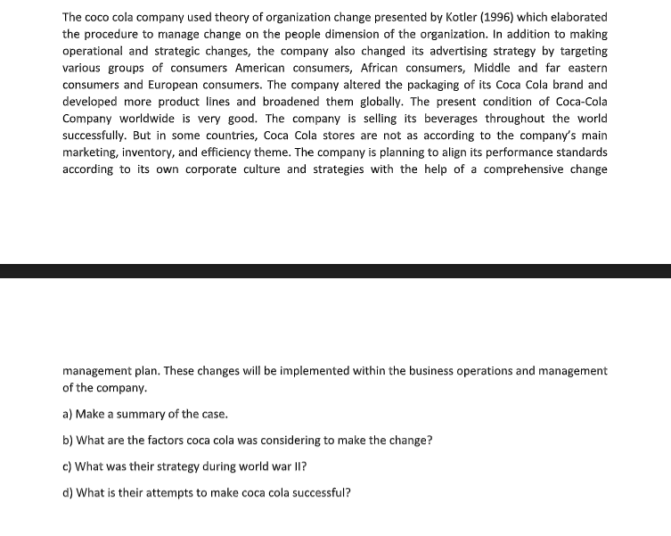 Solved Coca-Cola is a retailer, marketer and manufacturer of | Chegg.com