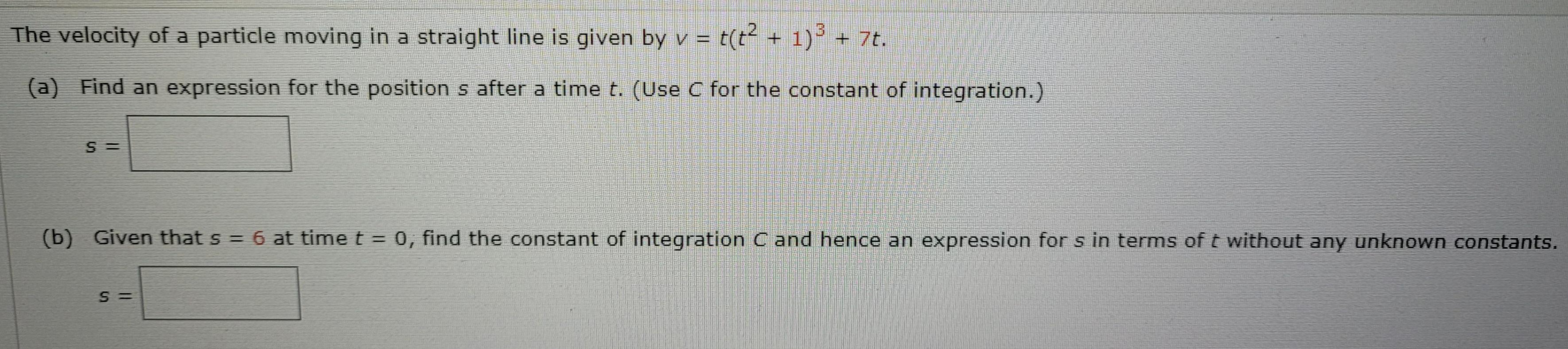 Solved The velocity of a particle moving in a straight line | Chegg.com