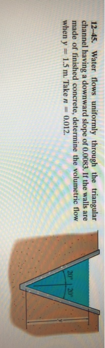 Solved 12-45. Water flows uniformly through the triangular | Chegg.com