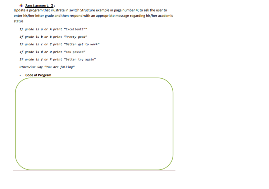 Solved Assignment 2: Update a program that illustrate in | Chegg.com