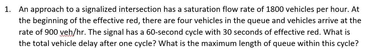 Solved 1. An approach to a signalized intersection has a | Chegg.com