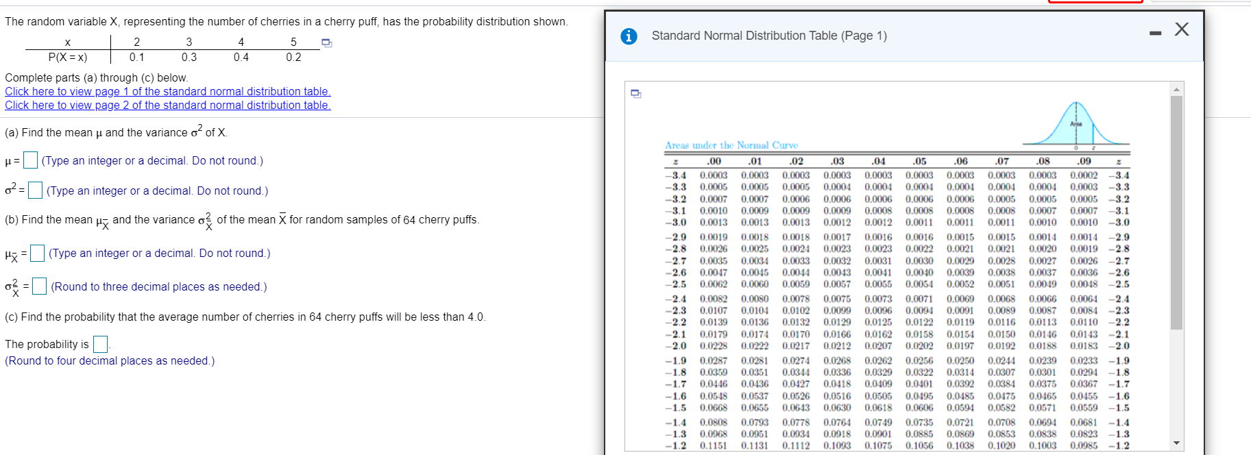 Solved Standard Normal Distribution Table (Page 1) - X The | Chegg.com