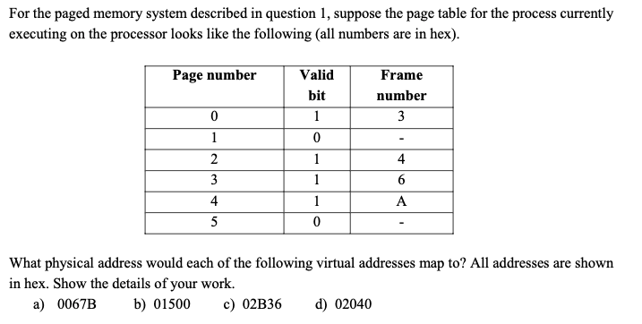 Solved This is question 1: Consider a paged memory system | Chegg.com