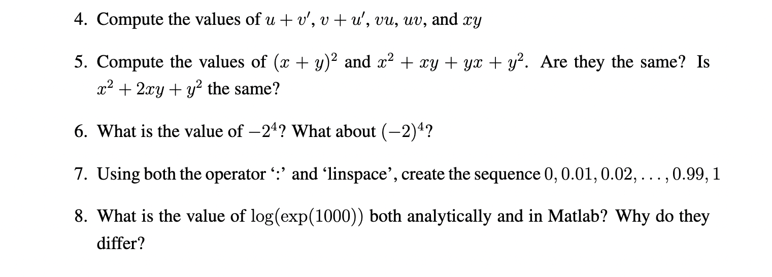 For this exercise, input the following expressions | Chegg.com