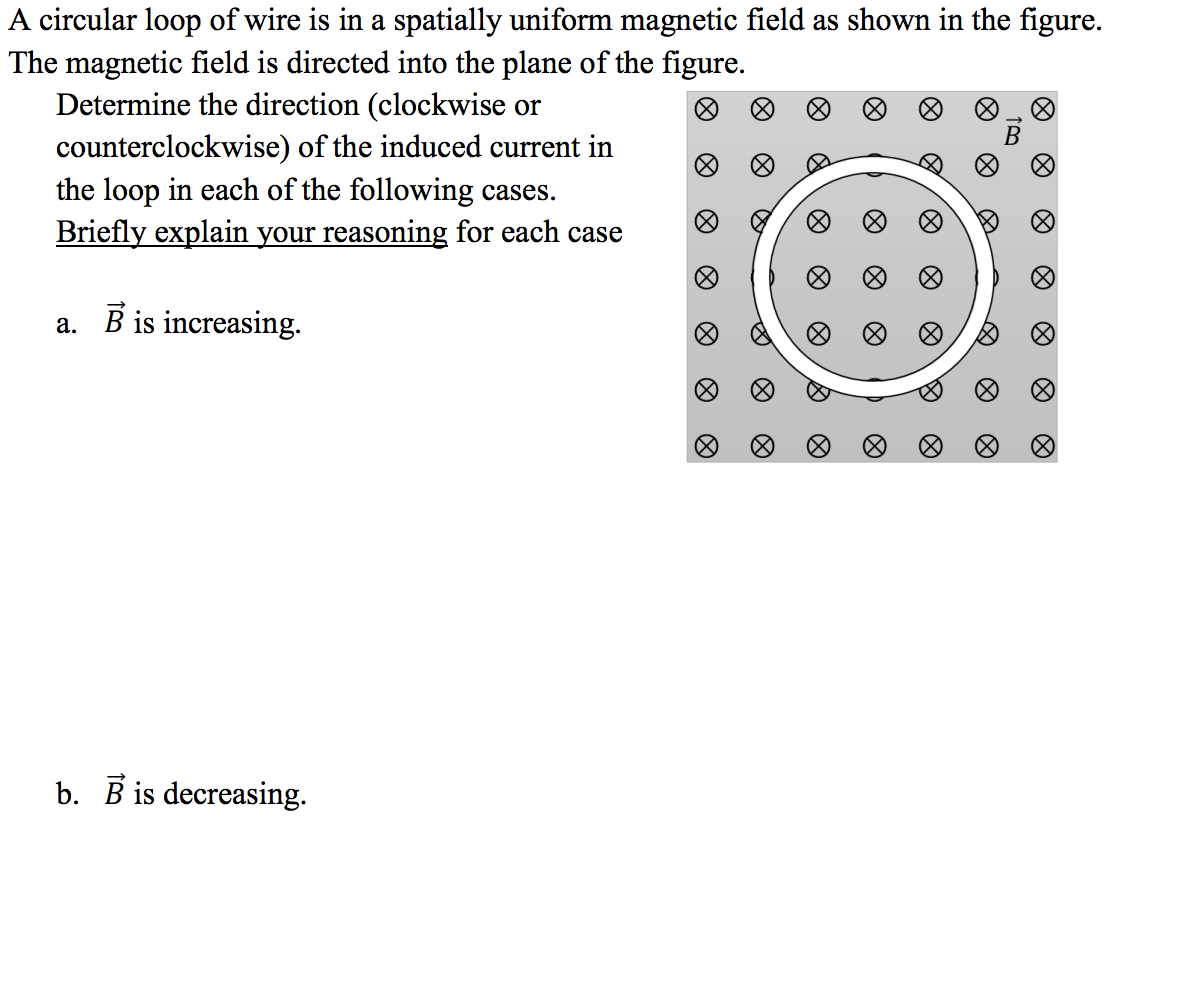 Solved A circular loop of wire is in a spatially uniform | Chegg.com