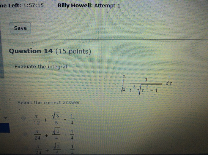 Solved Evaluate the integral integral^2 _Squareroot 2 1/t^3 | Chegg.com