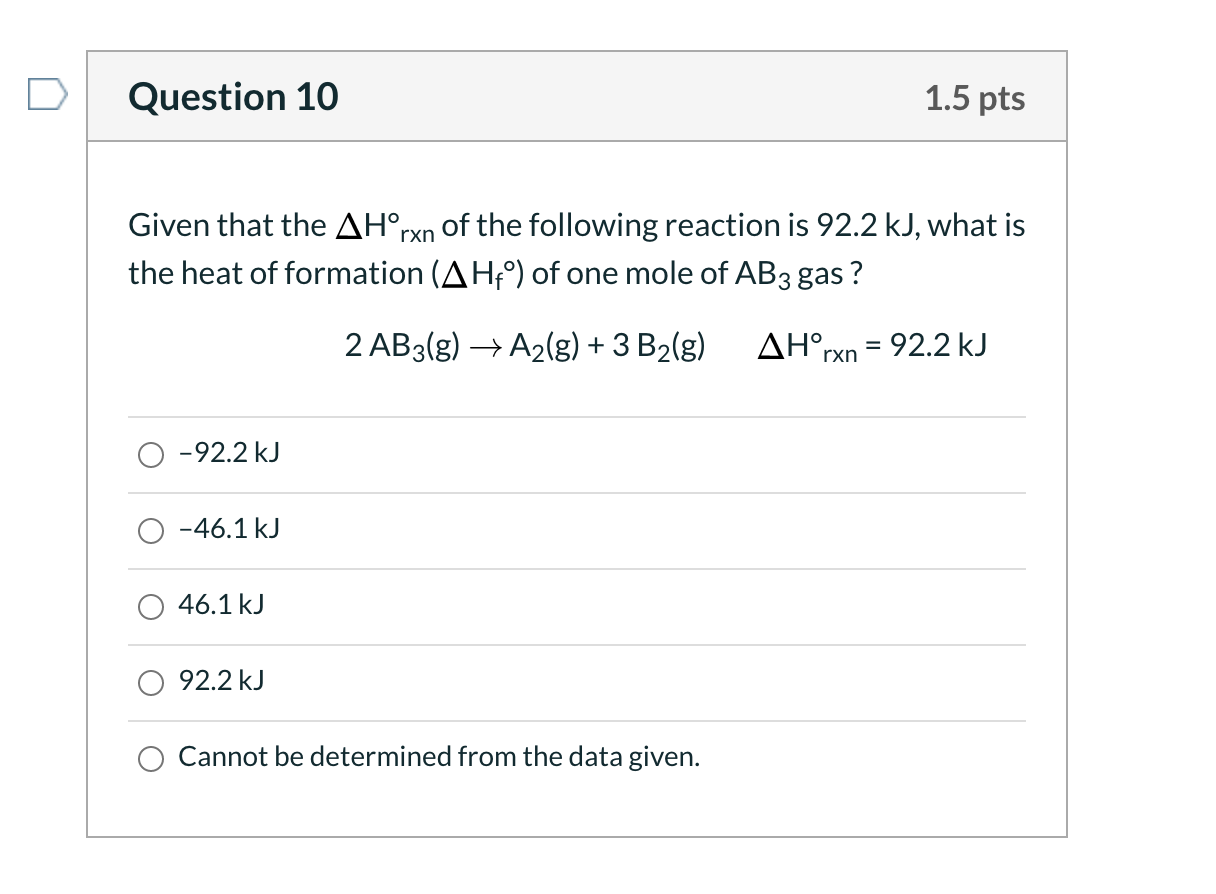 Solved Given that the ΔH°rxn of the following reaction is | Chegg.com