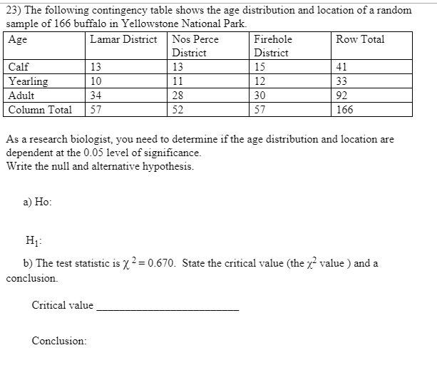 Solved 23) The following contingency table shows the age | Chegg.com