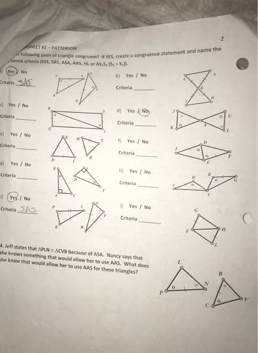 Solved statement and name the following pairs of triangle | Chegg.com