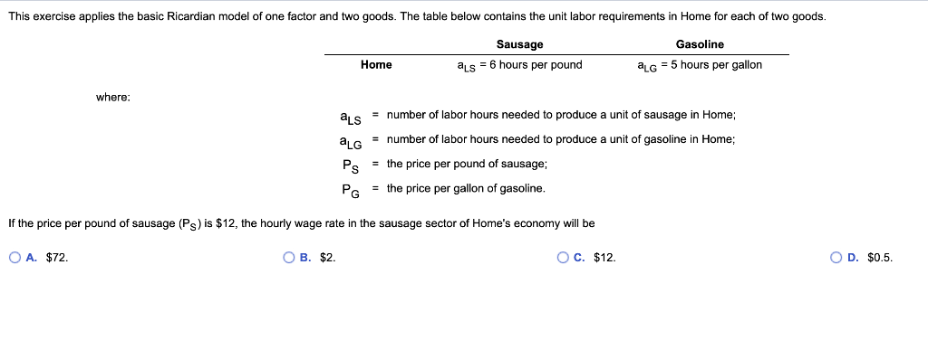 Solved This exercise applies the basic Ricardian model of | Chegg.com