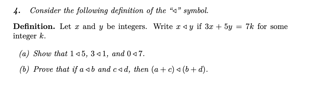 Solved 4. Consider the following definition of the " " | Chegg.com