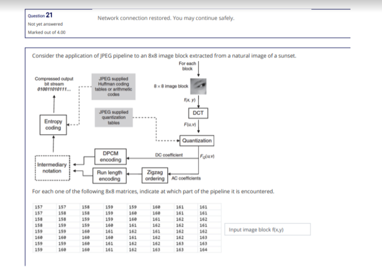 Network connection restored. You may continue safely. | Chegg.com