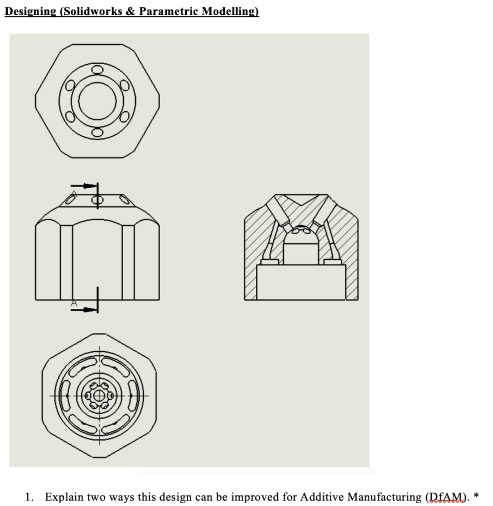 Designing (Solidworks & Parametric Modelling) 1. | Chegg.com