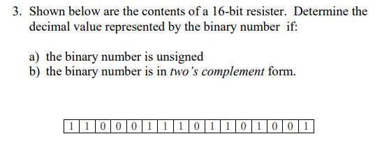 Solved 3. Shown below are the contents of a 16-bit resister. | Chegg.com