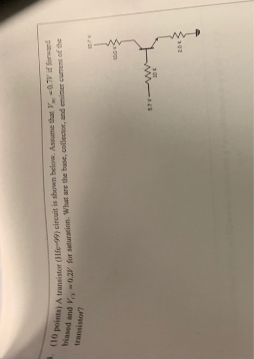 Solved points) A transistor (Hfe-99) circuit is shown below. | Chegg.com