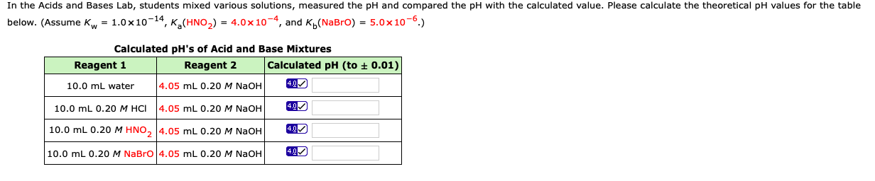 Solved In the Acids and Bases Lab, students mixed various | Chegg.com