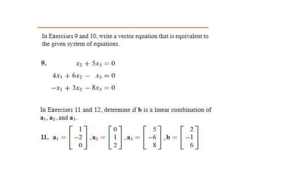 Solved In Exercises 9 and 10, write a vector equation that | Chegg.com