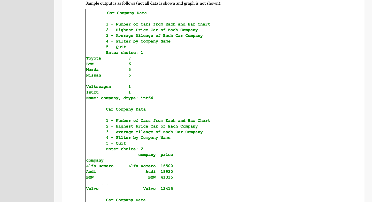 Solved See attached files: autos. csv and autos_start.py The | Chegg.com