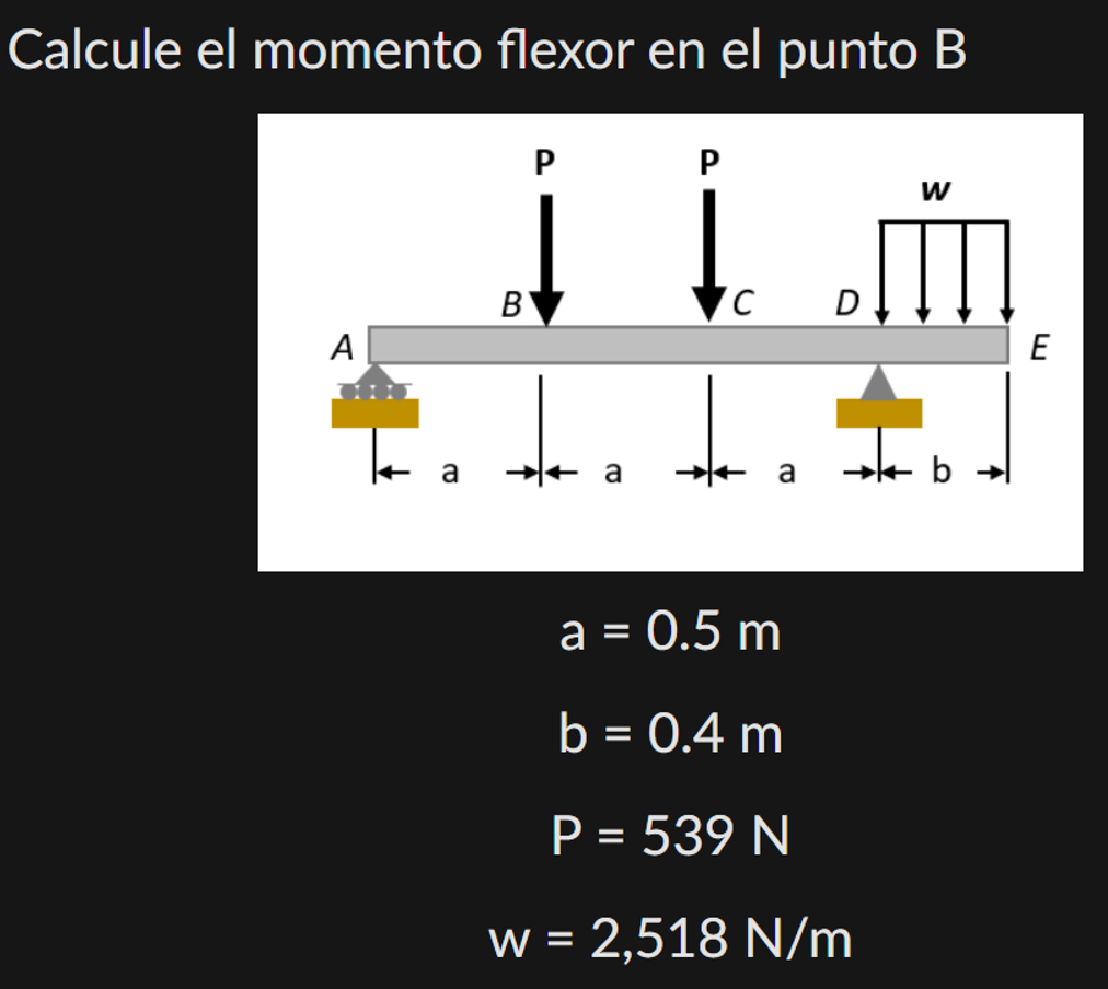 Solved momento flexor en b, ﻿con diagramas | Chegg.com