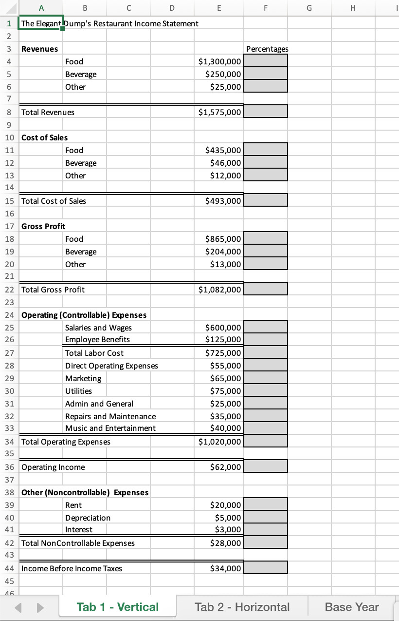 Solved Excel Problem 1 Using The Included Excel Sheet 