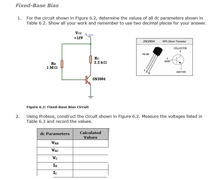 Solved Fixed-Base Bias 1. For the circuit shown in Figure | Chegg.com