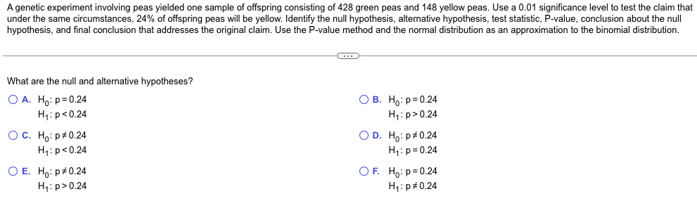 Solved A genetic experiment involving peas yielded one | Chegg.com