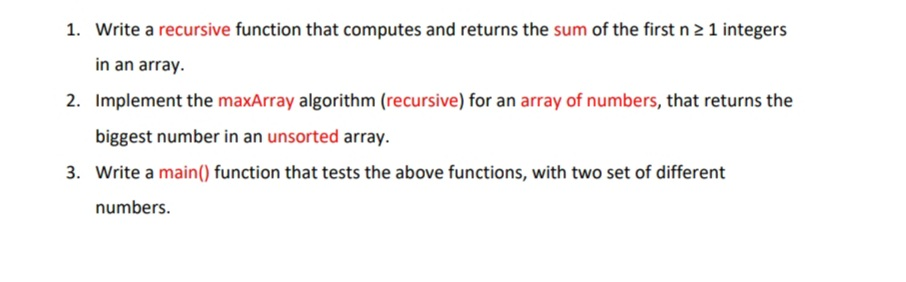 Solved 1. Write a recursive function that computes and | Chegg.com