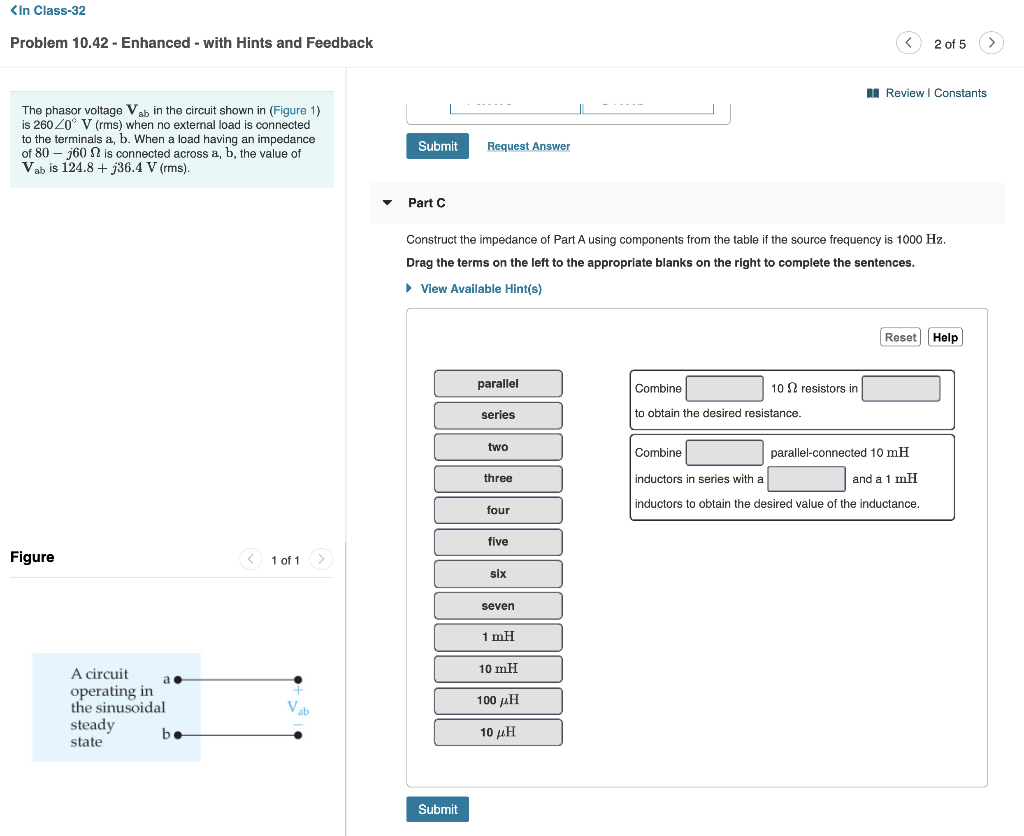 Solved Review Constants The phasor voltage Vab in the | Chegg.com