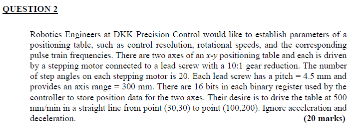 Solved Robotics Engineers at DKK Precision Control would | Chegg.com