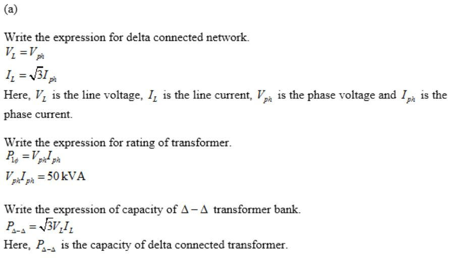 3.18 A Δ−Δ transformer bank consists of three | Chegg.com