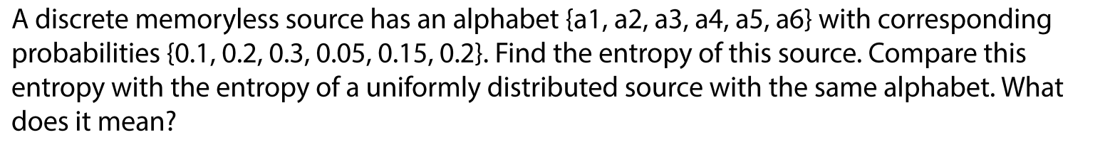 Solved A discrete memoryless source has an alphabet {a1, a2, | Chegg.com