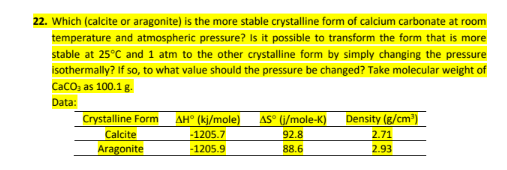 Solved Which (calcite or aragonite) is the more stable | Chegg.com