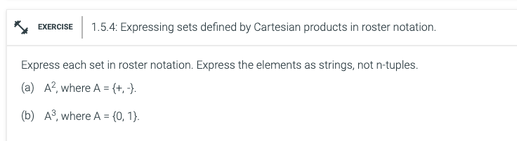 Solved EXERCIsE 1.5.4: Expressing sets defined by Cartesian | Chegg.com